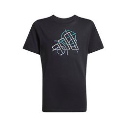 adidas Sportswear T-Shirt Jungen Gr&ouml;&szlig;e 140 hellgelb / smaragd / schwarz