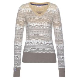Kangaroos Jacquardpullover in offwhite-taupe-gemustert | Gr.: 32/34