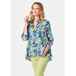 GOLDNER Druckbluse Moderne Druckbluse in legerer Form in wei&szlig; / marine / gemustert | Gr.: 40