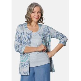GOLDNER Jersey-Set mit Glitzersteinen in bleu / natur / gemustert | Gr.: 48