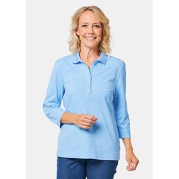 GOLDNER Baumwollshirt mit Glanzakzenten in himmelblau | Gr.: 48