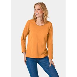 GOLDNER T-Shirt mit Rundhals in safran | Gr.: 48