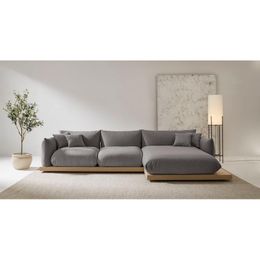 OTTO HOME Ecksofa »Kalix, Polsterecke mit kräftigem Holz-Plateau, moderne Couch in L-Form« wahlweise Recamiere links o. rechts, Strukturstoff,...