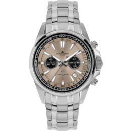 Jacques Lemans Chronograph &raquo;Liverpool&laquo; Quarzuhr, Armbanduhr, Herrenuhr, Edelstahlarmband, analog, Tag silberfarben-braun Attraktiver Chronograph