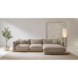 OTTO HOME Ecksofa »Kalix, Polsterecke mit kräftigem Holz-Plateau, moderne Couch in L-Form« wahlweise Recamiere links o. rechts, Strukturstoff,...