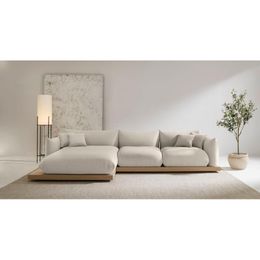 OTTO HOME Ecksofa »Kalix, Polsterecke mit kräftigem Holz-Plateau, moderne Couch in L-Form« wahlweise Recamiere links o. rechts, Strukturstoff,...