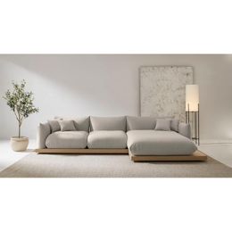 OTTO HOME Ecksofa »Kalix, Polsterecke mit kräftigem Holz-Plateau, moderne Couch in L-Form« wahlweise Recamiere links o. rechts, Strukturstoff,...