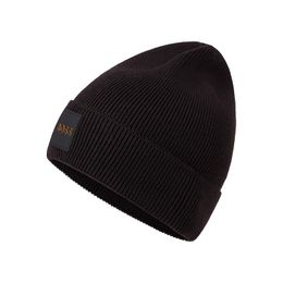 BOSS Orange Strickmütze »Foxxy Hat« mit Label-Aufnäher Black 001