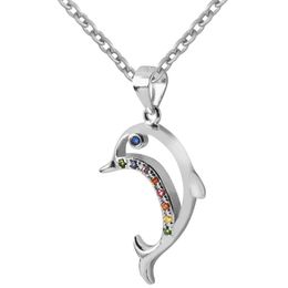 Firetti Kette mit Anhänger »Schmuck Geschenk Silber 925 Halsschmuck Ankerkette Delfin« Made in Germany - mit Zirkonia (synth.)...