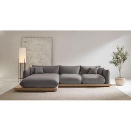 OTTO HOME Ecksofa »Kalix, Polsterecke mit kräftigem Holz-Plateau, moderne Couch in L-Form« wahlweise Recamiere links o. rechts, Strukturstoff,...