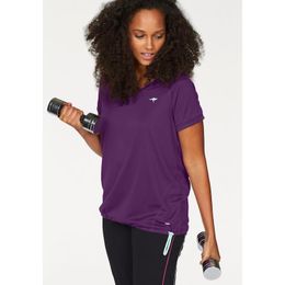 Kangaroos Damen Kangaroos Funktionsshirt Kurzarm, figurumspielend, mit V-Ausschnitt, gro&szlig;e Gr&ouml;&szlig;en lila 52/54