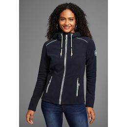 Kangaroos Damen Kangaroos Fleecejacke mit Kapuze figurbetonte Passform, mit Kapuze und Kordelzug, &Uuml;bergangsjacke blau 32/34
