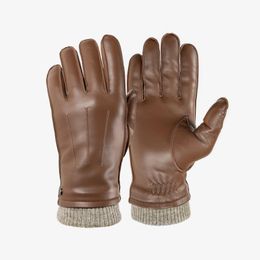 Pearlwood Lederhandschuhe »JACKSON« 1 Paar, Strickbündchen, dekorative Ziernähte, weiches Fleecefutter cognac