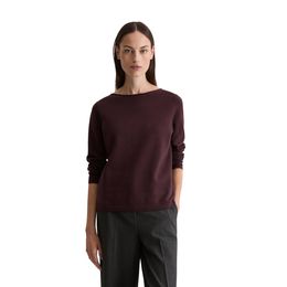 Marc O'Polo Strickpullover MARC O'POLO "aus softem Baumwolle-Schurwolle-Mix", Damen, Gr. XS, schwarz cherry, Obermaterial: 45% Baumwolle, 27% Polyester, 25% Schurwolle, 3% Elasthan, unifarben, U-Boot-Ausschnitt, Pullover Strickpullover
