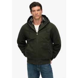 Parka Superdry "CANVAS SURPLUS HOODED JKT", Herren, Gr. S, grün (surplus goods olive grün), Web, Obermaterial: 100% Baumwolle, unifarben, relaxed fit, Jacken