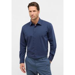 Langarmhemd Eterna "MODERN FIT", Herren, Gr. 44, Normalgrößen, navy, Twill, 46% Baumwolle, 8% Elasthan, 46% Polyester, tailliert, Manschette, Hemden, NON IRON (bügelfrei)