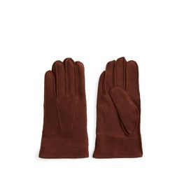 Lederhandschuhe Tommy Hilfiger "TH FLAG NUBUCK GLOVES", Damen, Gr. L/XL, coffee bean, Rindsleder, Handschuhe
