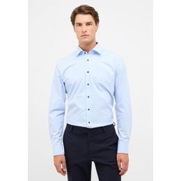 Langarmhemd Eterna "SLIM FIT", Herren, Gr. 43, Normalgrößen, hellblau, Twill, 46% Baumwolle, 8% Elasthan, 46% Polyester, schmal, Manschette, Hemden, NON IRON (bügelfrei)