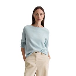 Marc O'Polo MARC O'POLO Damen Strickpullover "aus softem Baumwolle-Schurwolle-Mix"silbery blau, Gr. XXL, unifarben, Obermaterial: 45% Baumwolle, 27% Polyester,