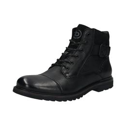 Bugatti Herren Schn&uuml;rboots, Gr. 42schwarz, Leder, used, Schuhe, Stiefel, Winterboots, Workerboots mit modischer Zierschnalle