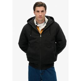 Parka Superdry "CANVAS SURPLUS HOODED JKT", Herren, Gr. S, schwarz (jet schwarz), Web, Obermaterial: 100% Baumwolle, unifarben, relaxed fit, Jacken