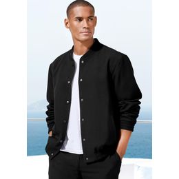 Blouson John Devin "mit Rippkragen", Herren, Gr. S, schwarz, Web, Obermaterial: 77% Polyester, 17% Viskose, 6% Elasthan. Futter: 100% Polyester, unifarben, regular fit h&uuml;ftlang, Rundhals, elastischer Bund, Jacken Blouson, &Uuml;bergangsjacke mit Innentasche, aus leicht dehnbarer Webqualit&auml;t