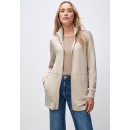 Sweatjacke Street One, Damen, Gr. 46, soft fawn beige, Sweatware, Obermaterial: 81% Viskose, 15% Polyester, 4% Elasthan; Strickdetails: 100% Baumwolle, unifarben, comfort fit normal, hoch geschlossener Ausschnitt, elastischer Bund, Sweatjacken