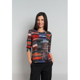 3/4-Arm-Shirt Seidel Moden, Damen, Gr. 36, rosa (kupfer), Web, Obermaterial: 96% Viskose, 4% Elasthan, bedruckt, regular fit taillenbedeckt, Rundhals, Shirts 3/4-Arm-Shirt, mit besonderem Print
