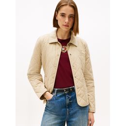 Steppjacke Tommy Hilfiger "PADDED QUILTED SLIM JACKET", Damen, Gr. S (36), silt, Web, Obermaterial: 52% Baumwolle, 48% Polyamid, unifarben, slim fit h&uuml;ftlang, Jacken Steppjacke