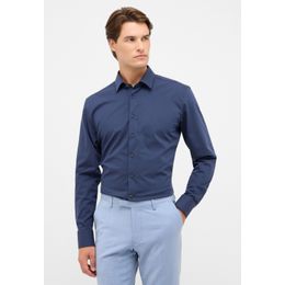 Langarmhemd Eterna "SLIM FIT", Herren, Gr. 40, Normalgrößen, navy, Twill, 46% Baumwolle, 8% Elasthan, 46% Polyester, schmal, Manschette, Hemden, NON IRON (bügelfrei)