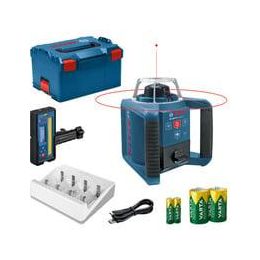 Bosch Rotationslaser GRL 300 HV Professional blau/schwarz, rote Laserlinie, mit Laser-Empf&auml;nger LR 45, VARTA Ladeger&auml;t + Akkus, in L-BOXX