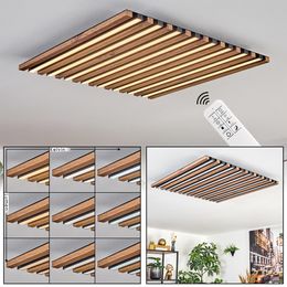 hofstein Tandragee Deckenpanel LED Holzoptik, Schwarz, 1-flammig, Fernbedienung