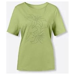 Kurzarmshirt Classic Basics "Shirt", Damen, Gr. 38, grün (kiwi), 100% Baumwolle, geblümt, unifarben, Rundhals, Shirts