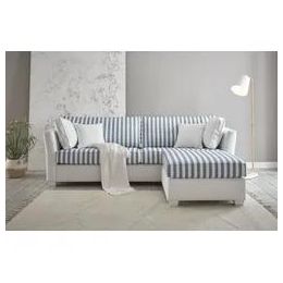Polsterecke Home Affaire "CALIFORNIA", beige (hellbeige), B:240cm H:88cm T:176cm, 100% PES, Sofas, maritimer Landhausstil, Ecksofa, Hocker links / rechts montierbar