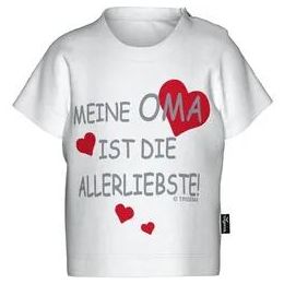 T-Shirt TRIGEMA "TRIGEMA T-Shirt Omas Liebling", Baby, Gr. 92, weiß, 100% Baumwolle (Bio-Baumwolle kbA), Shirts