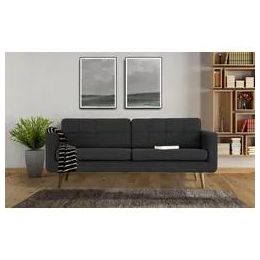 3-Sitzer Home Affaire "Brest", grau (anthrazit), B:185cm H:84cm T:81cm, Beschichtetes Spaltleder (echtes Rindsleder) in Sitz und Rücken, Korpus in passendem Kunstleder., Sofas, mit Knopfheftung und Steppung im Rücken, geradliniges Design