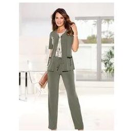 Shirtjacke Lady "Shirtjacke", Damen, Gr. 42, grün (khaki), 95% Polyester, 5% Elasthan, unifarben, V-Ausschnitt, Shirts