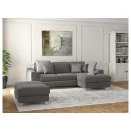 Sit & More Ecksofa SIT & MORE "Dundee L-Form", grau, B:264cm H:86cm T:175cm, Sofas, mit Federkern und Edelstahlfüßen, wahlweise mit Kopfteilverstellung
