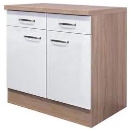 Unterschrank Flex-Well "Florenz", weiß (hochglanz weiß, sonoma eiche), B:80cm H:86cm T:57cm, Holzwerkstoff, Schränke, Küchenunterschrank, (B x H x T) 80 x 86 x 60 cm, für viel Stauraum
