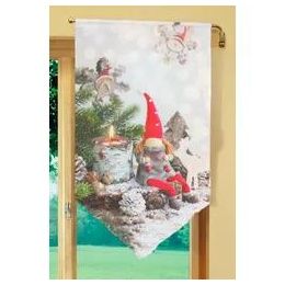 Scheibengardine Home Wohnideen "WEIHNACHTSWICHTEL" Gr. 1, rot, B:40cm H:80cm, Voile, Polyester, Gardinen, HxB: 80x40