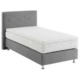 Boxspringbett, grau, B:115cm L:210cm, Bezug: Microvelours 100% Polyester, Westfalia Schlafkomfort, Komplettbetten, Boxspringbett, wahlweise mit Topper