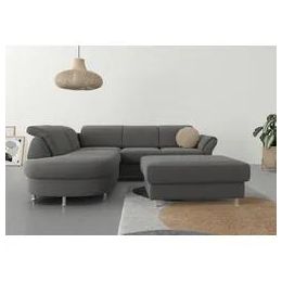 Sit & More Ecksofa SIT & MORE "Apulia L-Form", grau, B:250cm H:78cm T:212cm, Webstoff (100% Polyester);Struktur weich (90% Polyester, 10% Polyamid);Luxus-Micofaser Euphoria (100% Polyester);Samtoptik (100% Polyester), Sofas, wahlweise Bettfunktion, Bettkasten und Kopf- und Armteilverstellung
