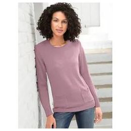 Rundhalspullover Casual Looks "Pullover", Damen, Gr. 40, rosa (altrosé), 50% Baumwolle, 50% Polyacryl, unifarben, figurumspielend, Pullover