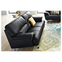 3-Sitzer Trendmanufaktur "Cecilia, in italienischem Design, bequem", schwarz, B:200cm H:87cm T:90cm, Microfaser PRIMABELLE (100% Polyester);NaturLEDER (echtes Rindsleder) in Sitz und Rücken. Korpus in passendem Kunstleder SOFTLUX bezogen;Luxus-Microfaser ALCAZAR (100% Polyester);Kunstleder SOFTLUX, Sofas, mit Chromfüßen