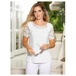 Spitzenshirt Classic Basics "Shirt", Damen, Gr. 50, beige (ecru), 100% Baumwolle, Spitze:100% Polyester, unifarben, Rundhals, Shirts