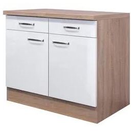 Unterschrank Flex-Well "Florenz", weiß (hochglanz weiß, sonoma eiche), B:100cm H:86cm T:57cm, Holzwerkstoff, Schränke, (B x H x T) 100 x 86 x 60 cm, für viel Stauraum