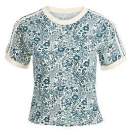 adidas originals T-Shirt 'adidas originals X Liberty London' Damen Gr&ouml;&szlig;e M/L petrol / naturwei&szlig;