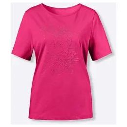 Kurzarmshirt Classic Basics "Shirt", Damen, Gr. 52, pink, 100% Baumwolle, geblümt, unifarben, Rundhals, Shirts