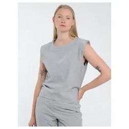 Jagger & Evans Shirttop JAGGER & EVANS "42021275", Damen, Gr. XS, grau (steel), Obermaterial: 100% Ziegenveloursleder. Innenseite: 100% Ziegenveloursleder, Tops Shirttop