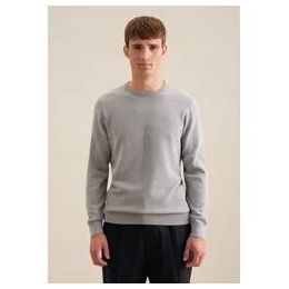 Strickpullover Seidensticker "Schwarze Rose", Herren, Gr. 3XL, grau (hellgrau), 100% Baumwolle, unifarben, regular fit, Rundhals, Pullover, 1/1 Rundhals
